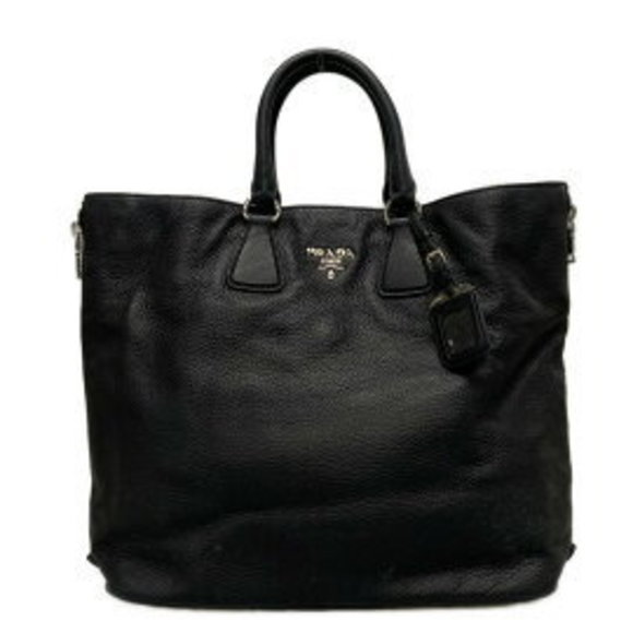 Prada | Bags | Prada Tote Bag Leather Tag Black | Poshmark